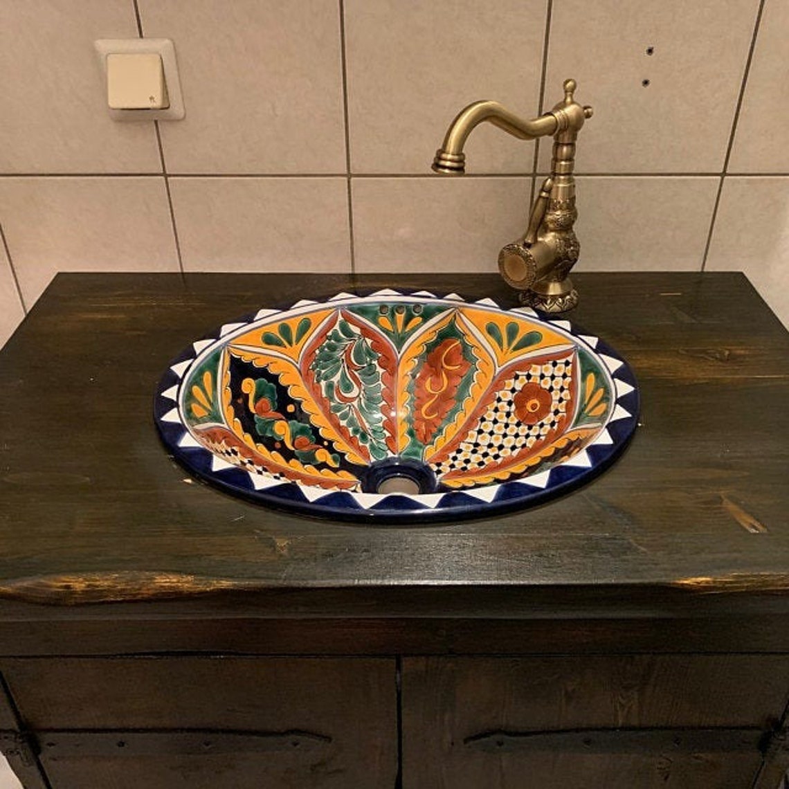 Mexican Talavera Sink Oval Drop in Handcrafted Ceramic - LM34 - - Etsy
