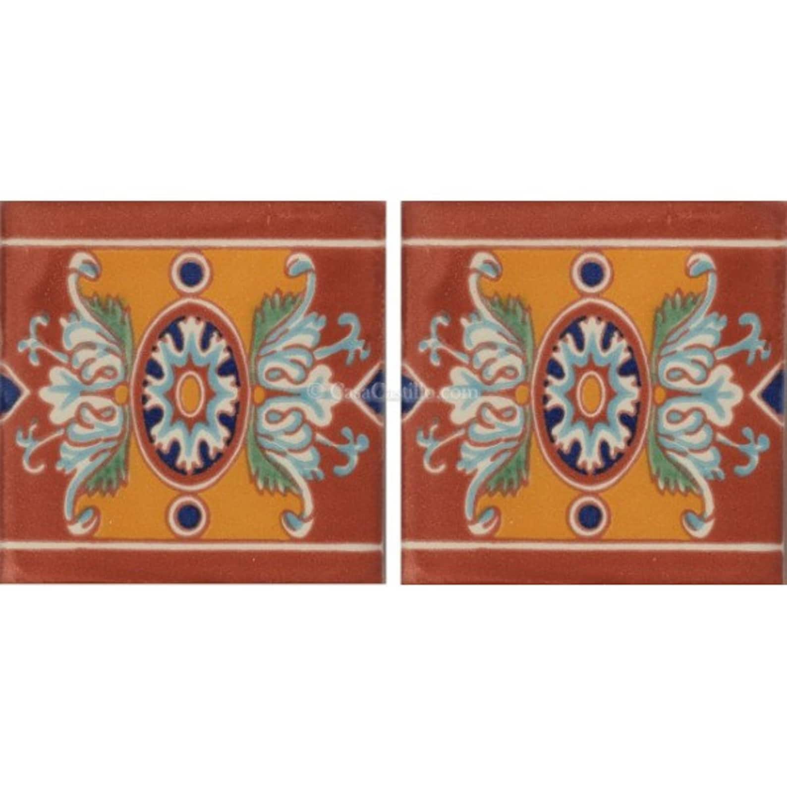 Mexican Talavera Ceramic Tiles Border Handcrafted Romesco2 - Etsy