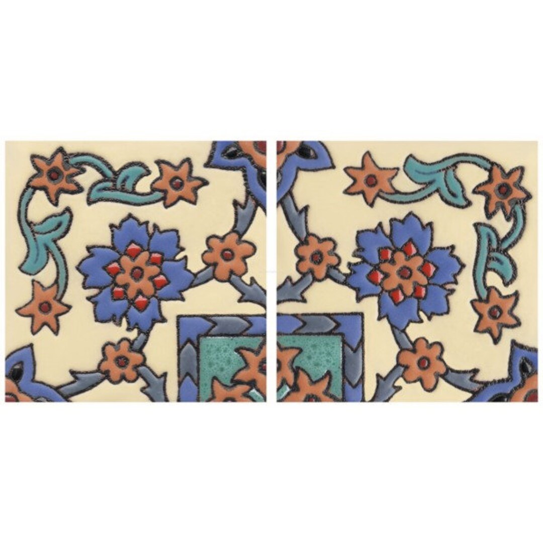 Ceramic High Relief Border Tiles Handcrafted Pasadena Corner - Etsy