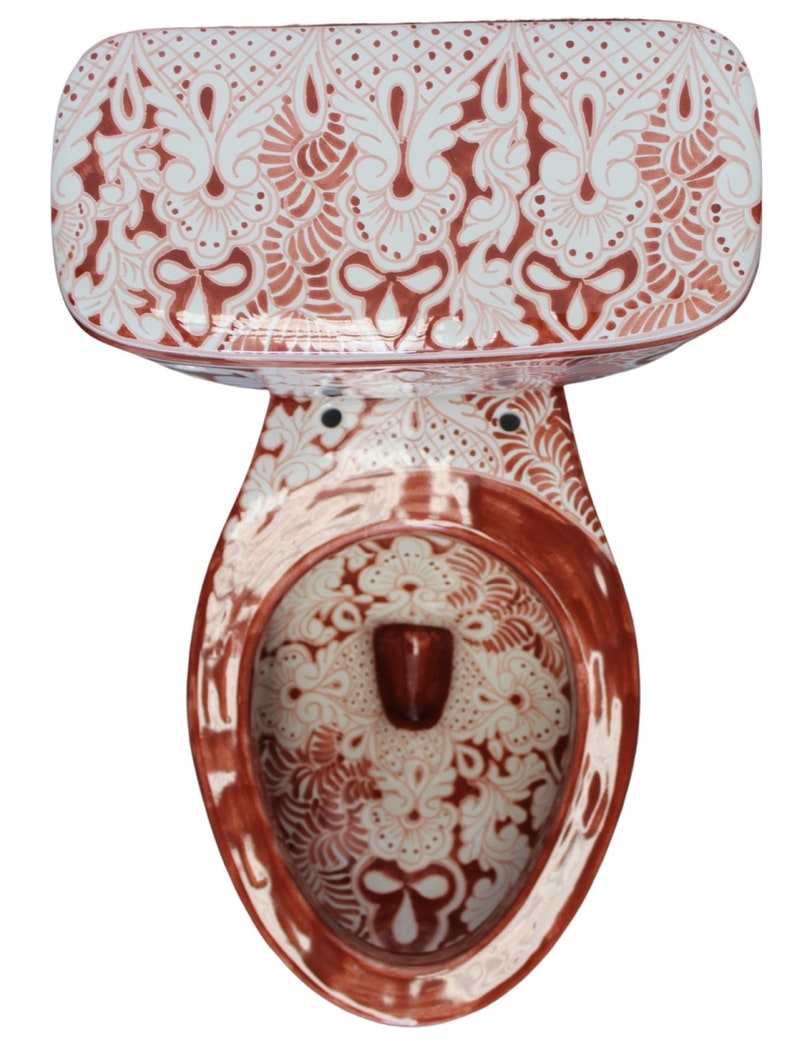 Mexican Toilet ELONGATED Comfort Height Hand Painted - Acapulco Tabaco ...