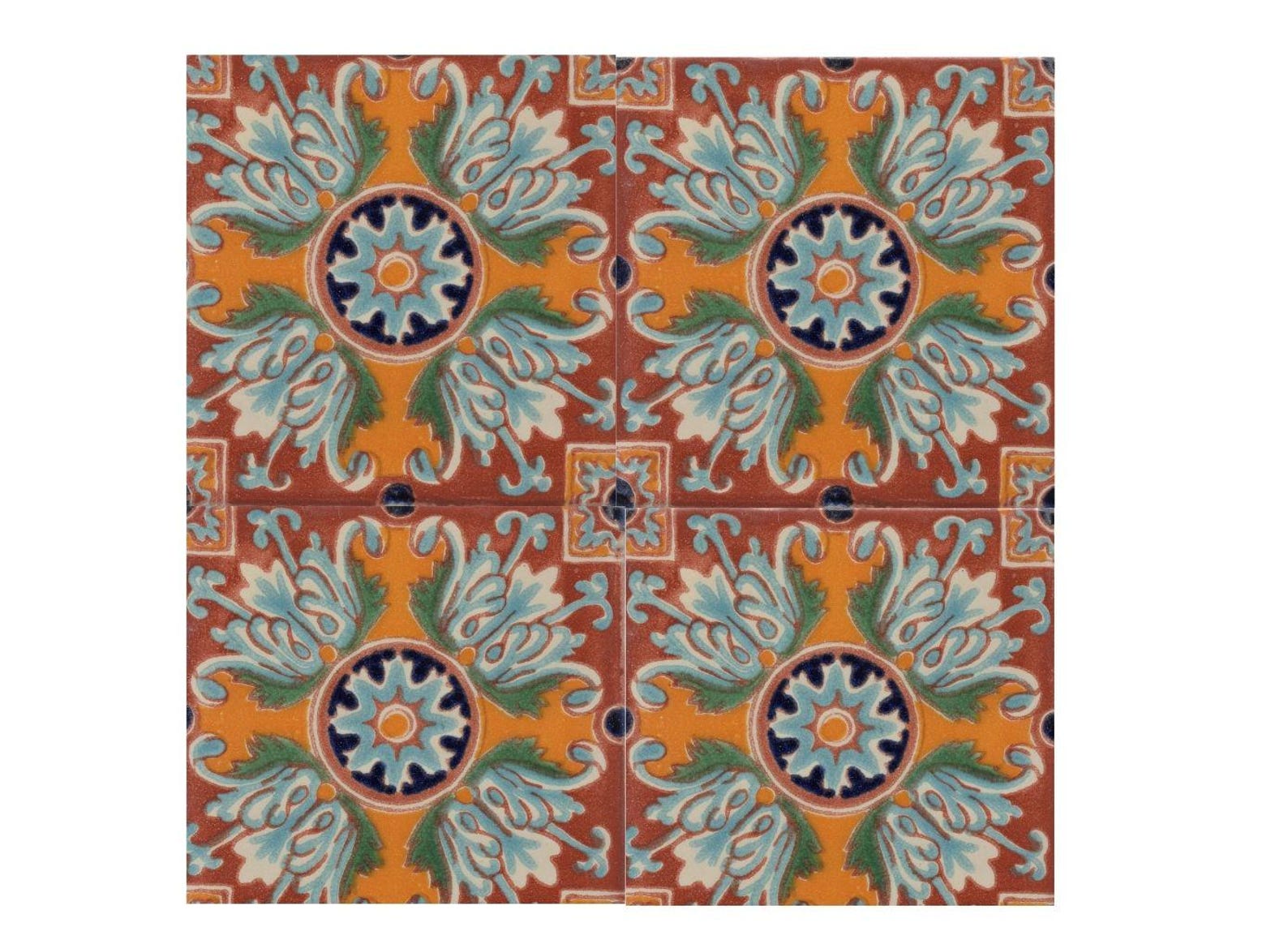 Mexican Talavera Ceramic Tiles Barroco Handcrafted - Flor Romanesco3 ...