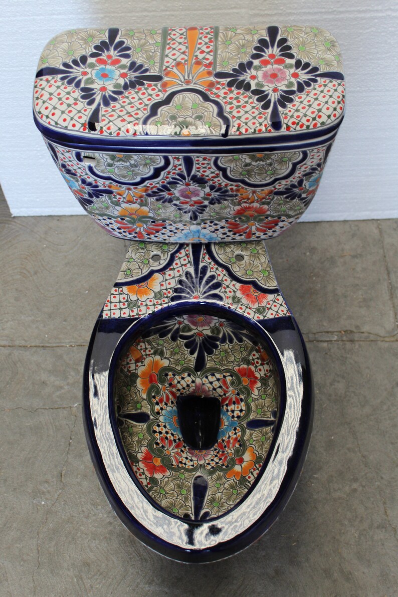 Mexican Toilet ELONGATED Comfort Height Hand Painted San - Etsy