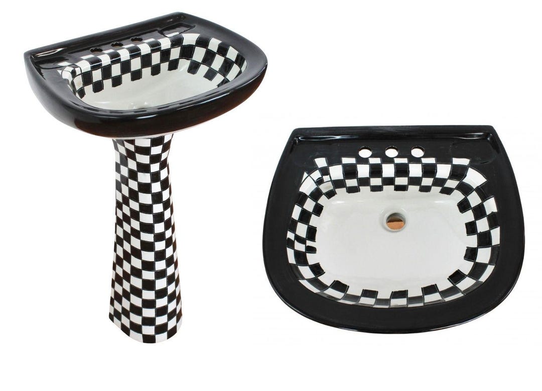 Mexican Talavera Pedestal Sink Handcrafted Ceramic - Chess - - Etsy