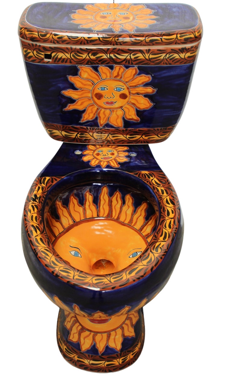 Mexican Toilet ELONGATED Comfort Height Hand Painted - Sol Alegre - - Etsy