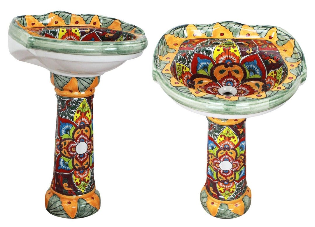 Mexican Pedestal Sink Roman Style Handcrafted Ceramic - Jessica - - Etsy