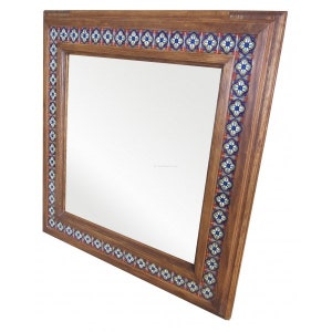 Mexican Wooden Frame Square With Talavera Tiles Handcrafted - Condal ...