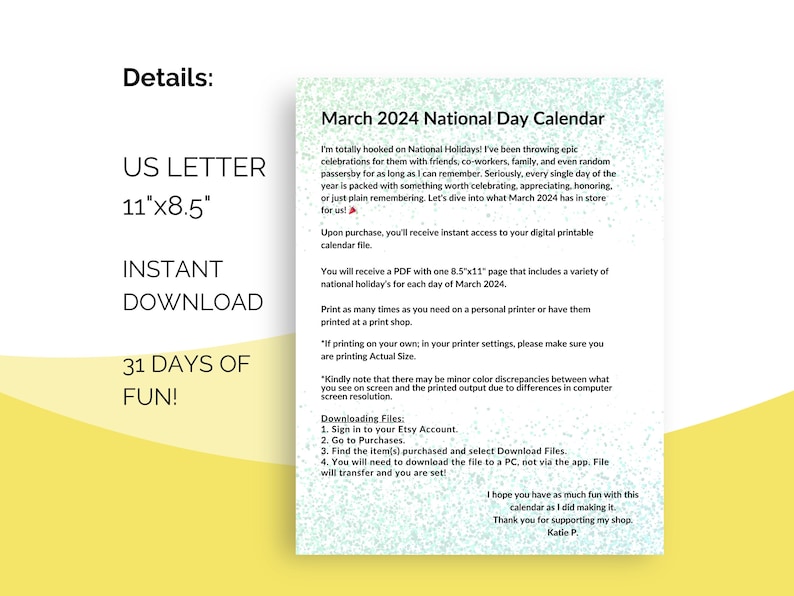 Printable March 2024 Calendar With National Holidays Family, Human ...