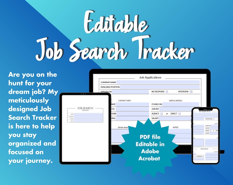 Editable Job Search Tracker | Job Hunting Page | Job Interview Tracker ...