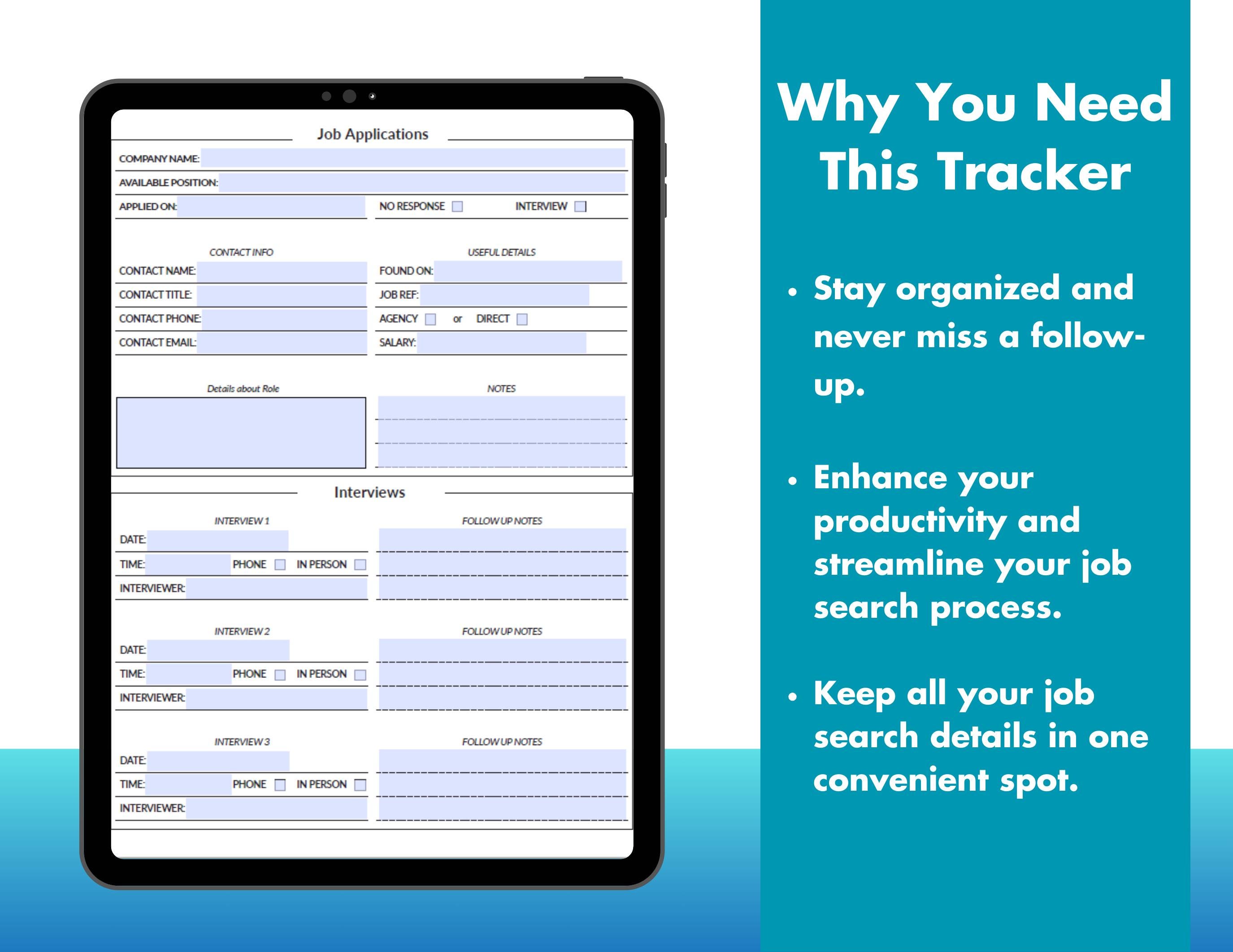 Editable Job Search Tracker | Job Hunting Page | Job Interview Tracker ...