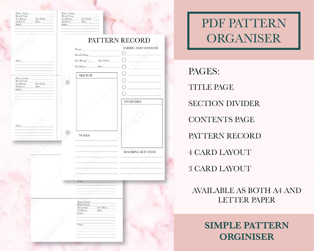 Sewing Pattern Folder Organiser PDF Download | Printable Pattern ...