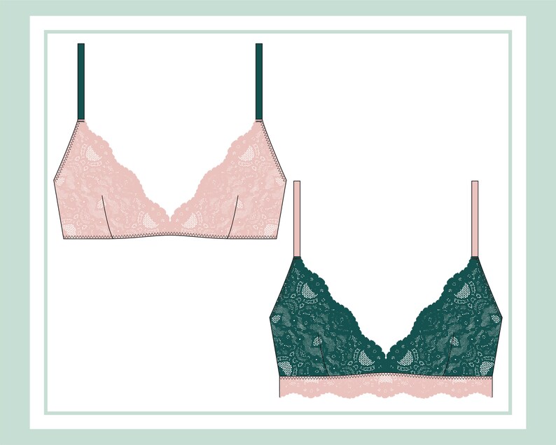 Esty Lace Bralette Sewing Pattern Download Triangle Soft Bra - Etsy