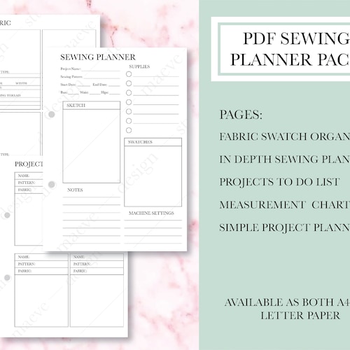 Sewing Project Planner PDF Printable Sewing Journal Digital - Etsy