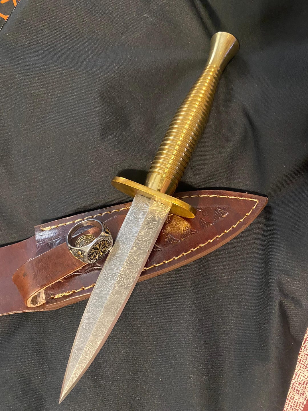 10 Gold Damascus Steel Dagger - Etsy