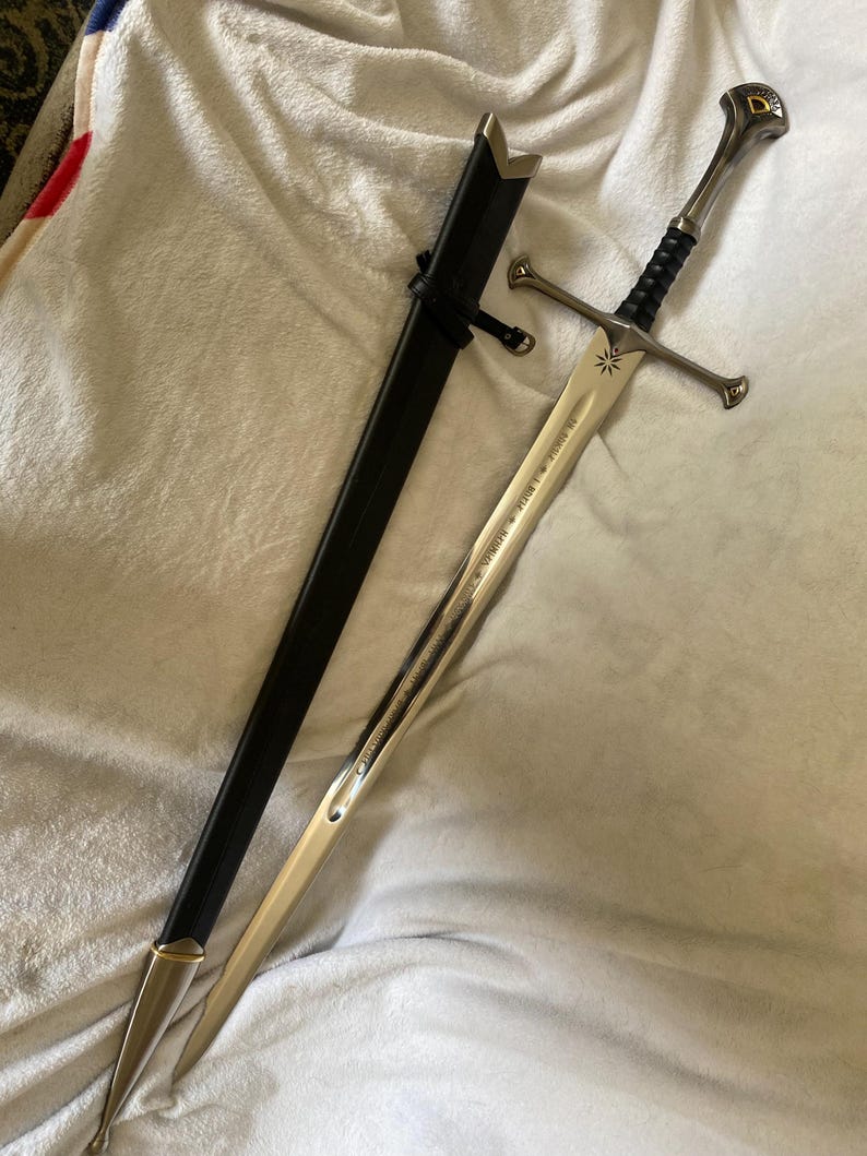 Anduril LOTR Replica Sword 48 Long With Full Black Leather Scabbard - Etsy