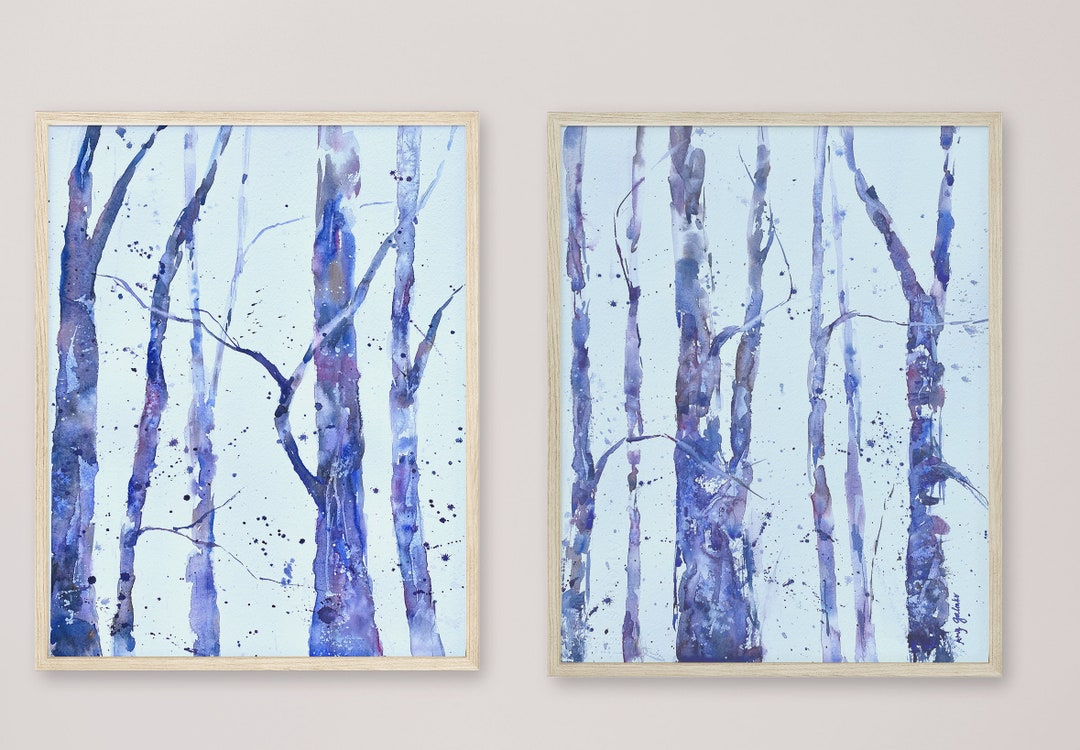 Bare Trees Diptic Original Watercolor Paintings 11x14" - Etsy
