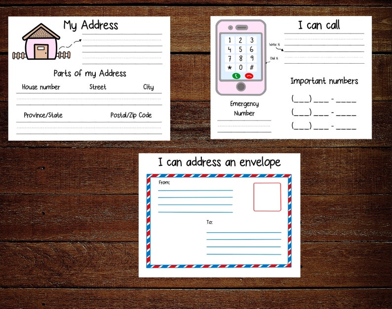 Address & Phone Number Practice Worksheets (digital Download) - Etsy