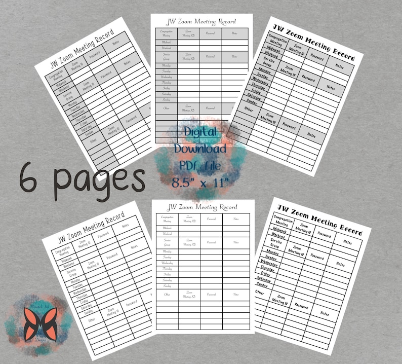 JW Zoom Meeting Record 6 Pages With 3 Different Font. JW - Etsy