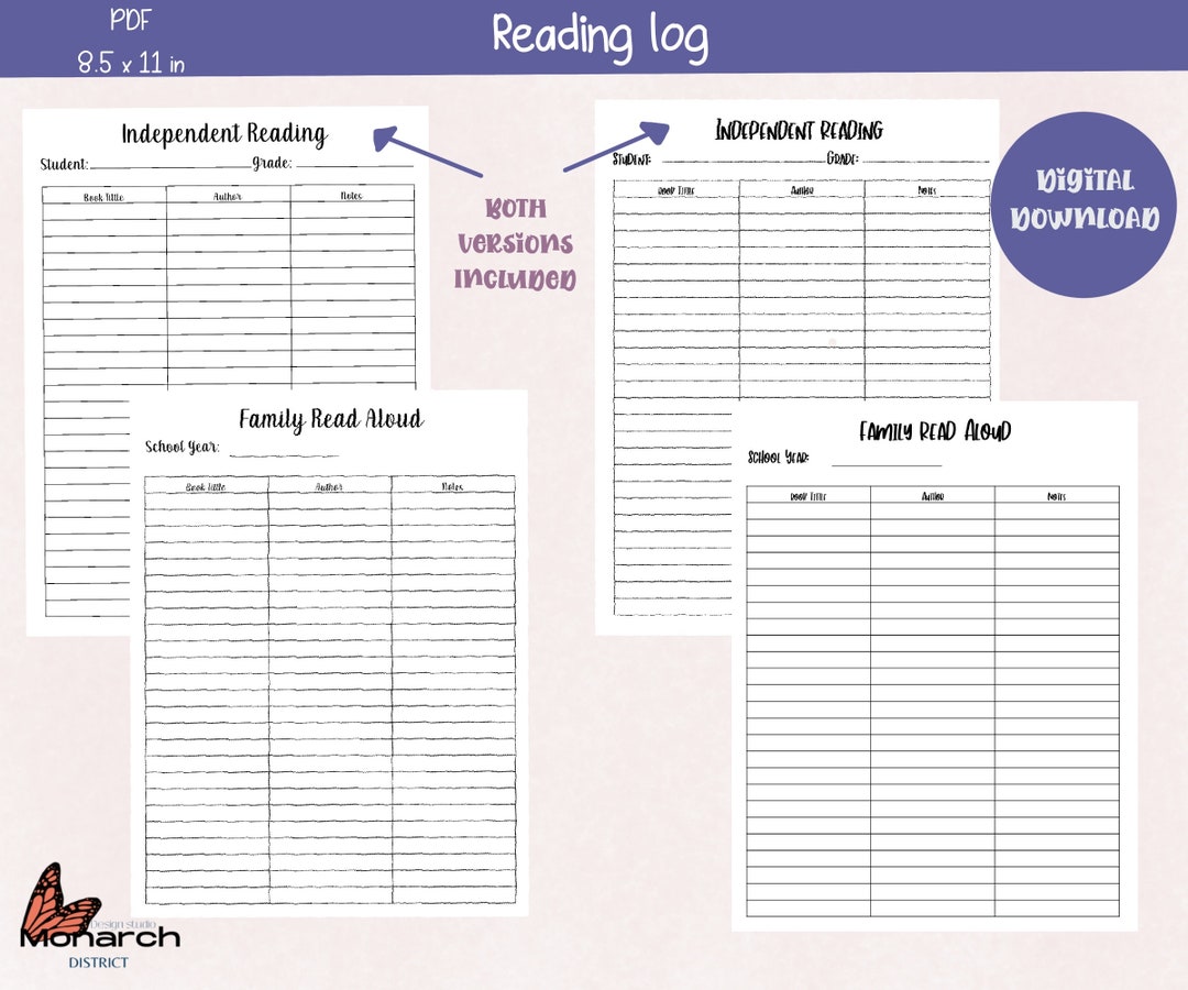 Homeschool Reading Log: Independent & Family Read Aloud (PDF) - Etsy