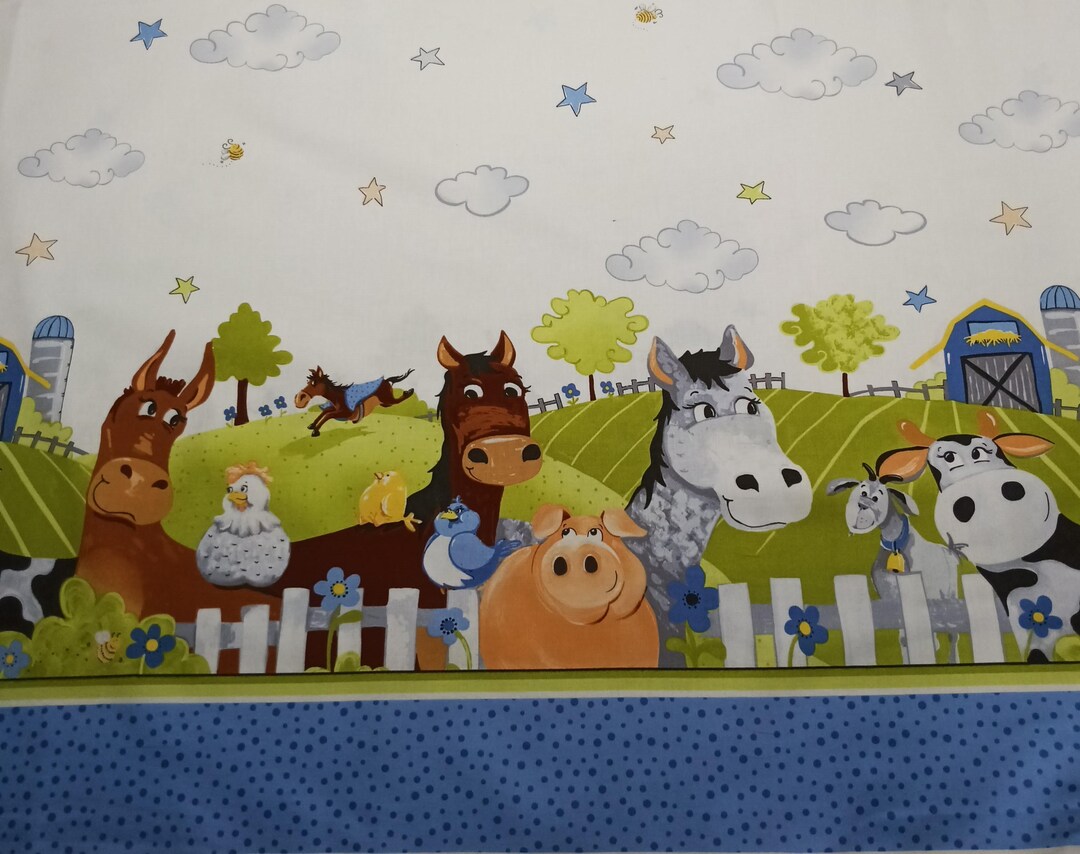 Barnyard Blues Double Border by Susybee for Clothworks- SB20416-760 ...
