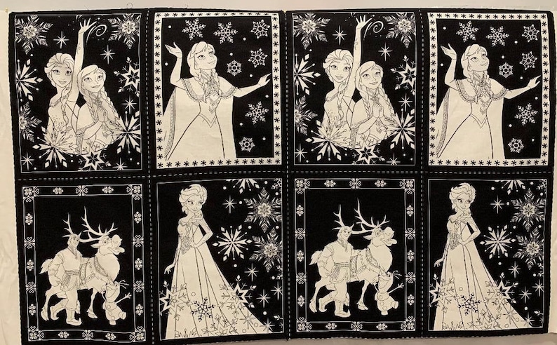 Elsa Frozen Cotton Book Pages Fabric Panel - Etsy