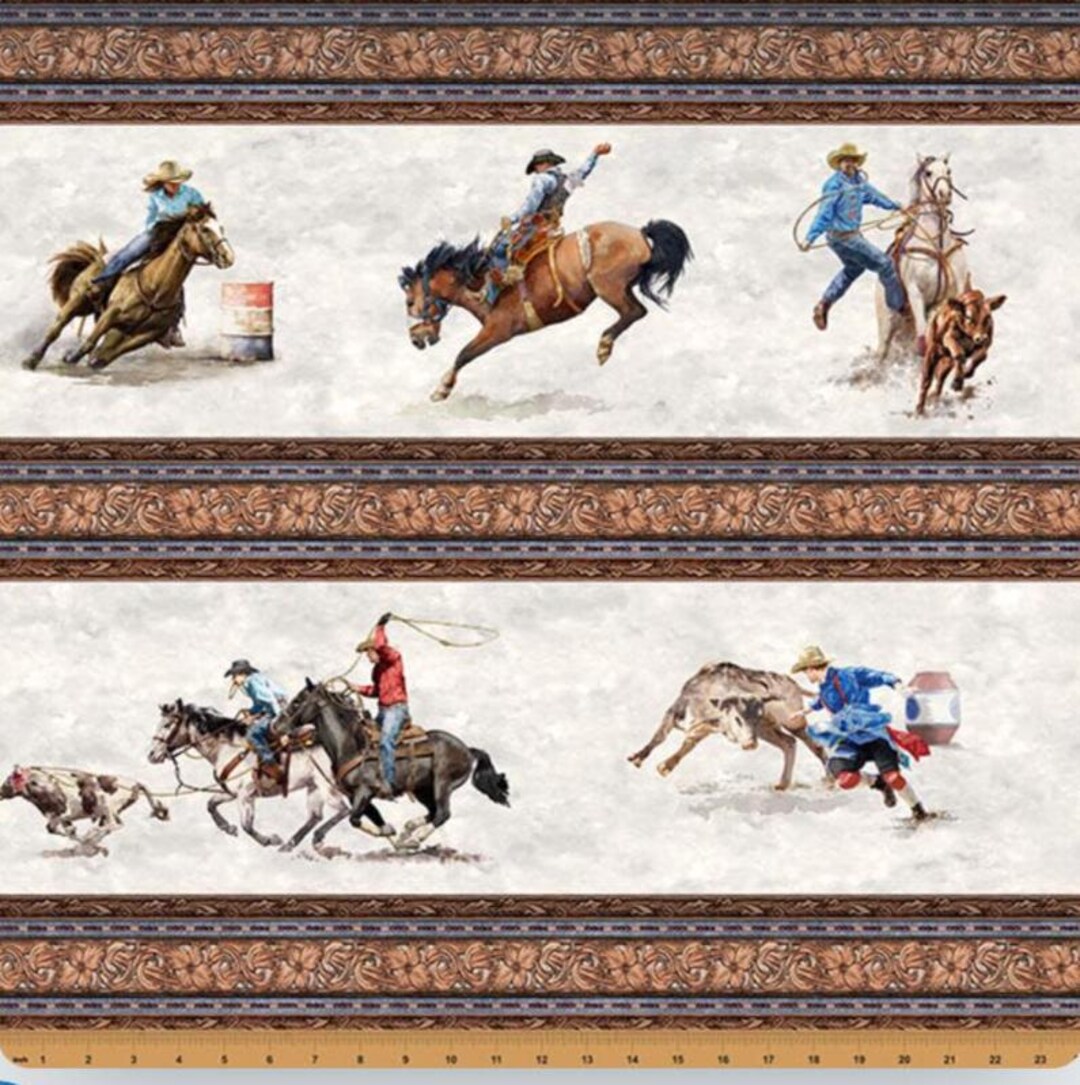 Rodeo Dreams Rodeo Border Stripe Fabric - W5529-761 - Rodeo Event ...