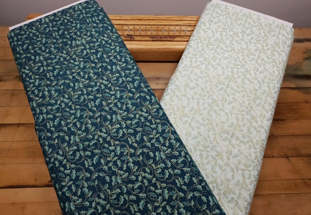 A Festive Medley Holly & Scroll by Jackie Robinson for Benartex - 2657M ...