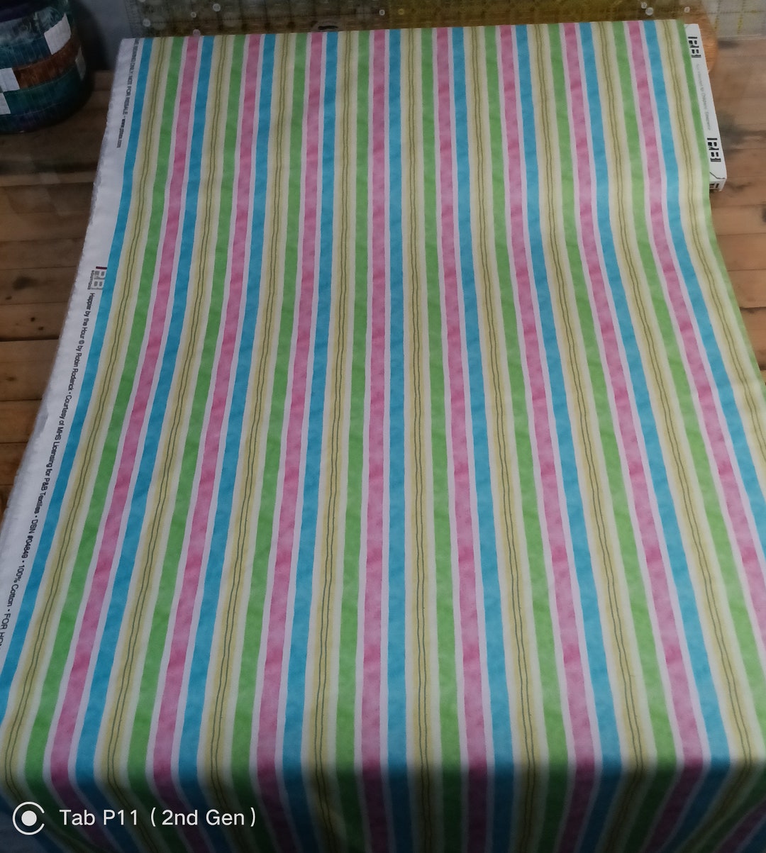 Happier by the Hour Multi Stripe Cotton Fabric by Robin Roderick for P ...