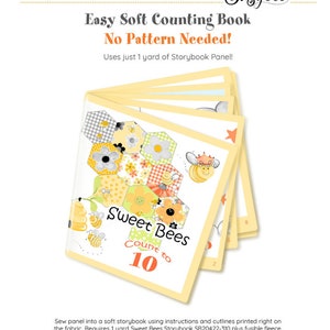 Sweet Bees Book Panel by Susybee for Clothworks - SB20422-310 -36 Inch ...