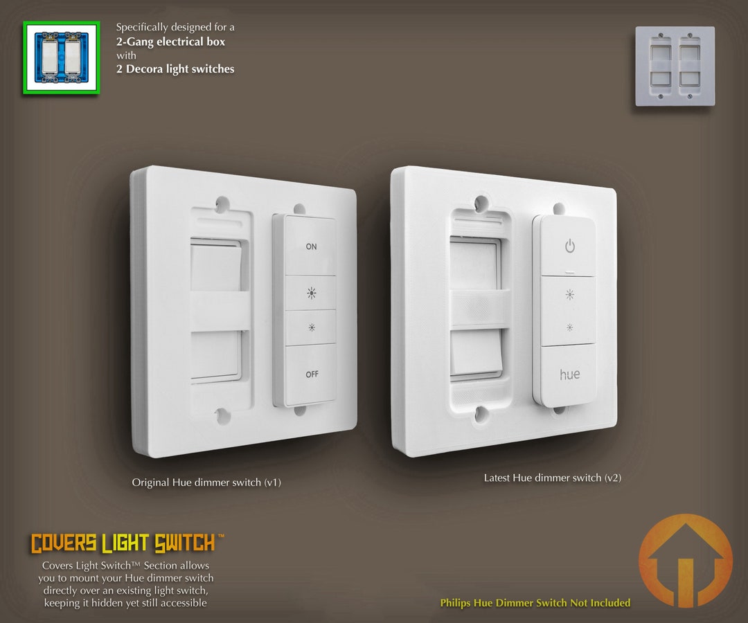 2-gang Philips Hue Dimmer Switch Decora Wall Plate: 3d-printed, Covers ...