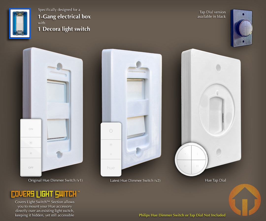 1-gang Philips Hue Dimmer Switch, Tap Dial Covers Decora Switch Wall ...