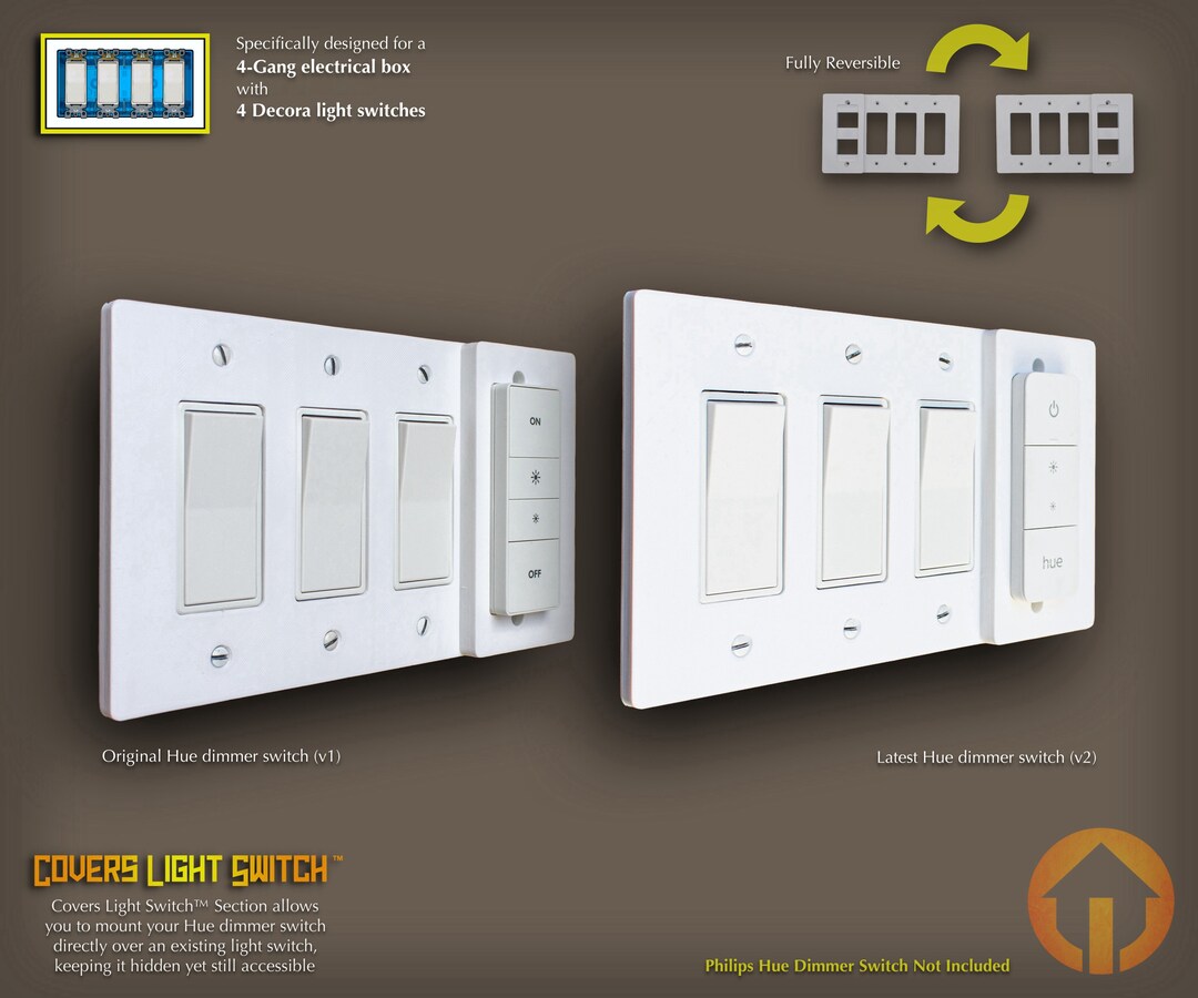 4-gang Philips Hue Dimmer Switch Decora Wall Plate: 3d-printed ...