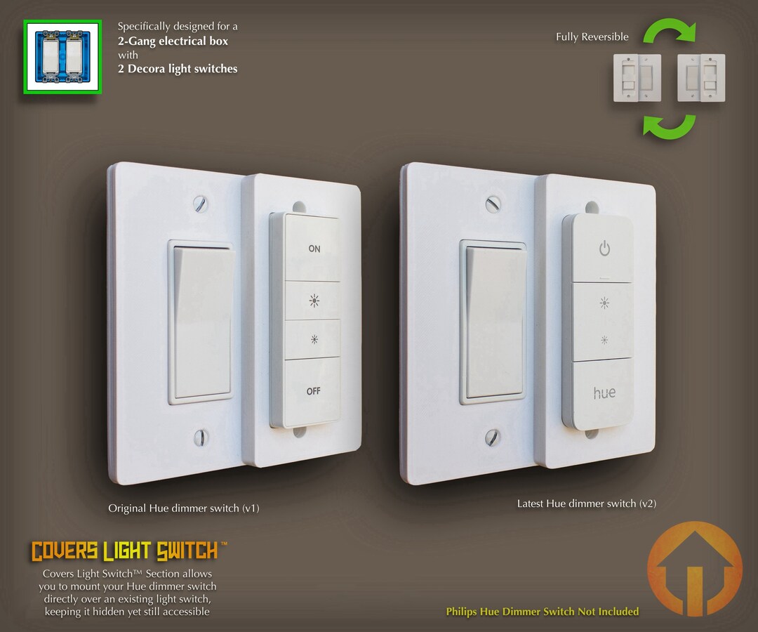 2-gang Philips Hue Dimmer Switch Decora Wall Plate: 3d-printed ...