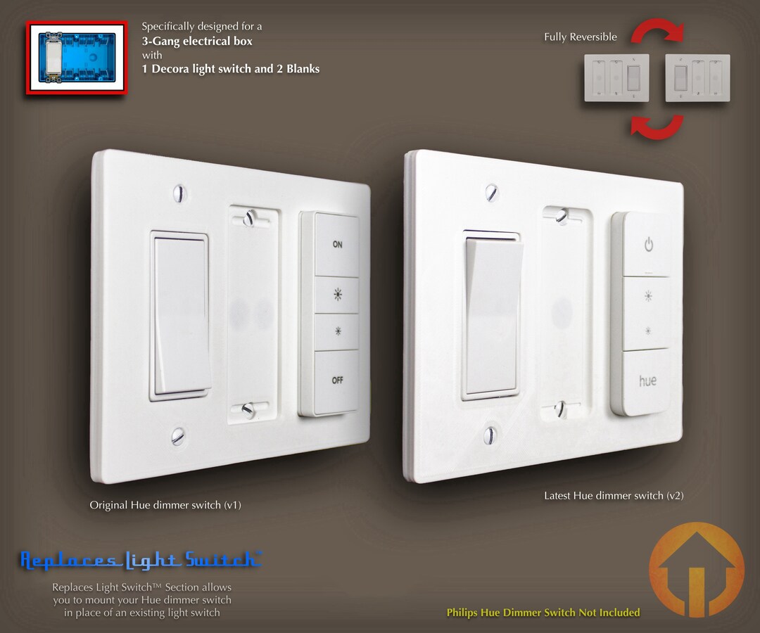Philips Hue Dimmer Switch 3d-printed 3-gang Reversible Decora WALL ...