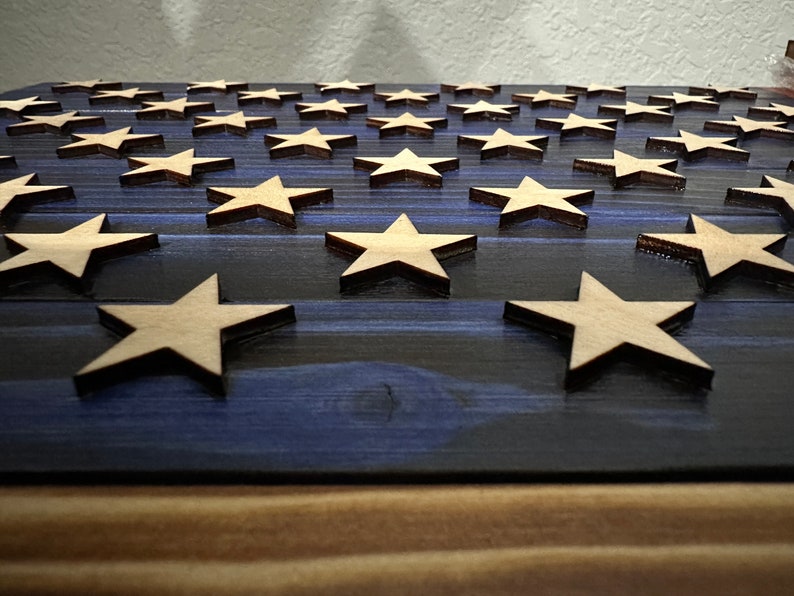 American Wood Flag W/raised Stars, Rustic American Flag, Wall Art ...