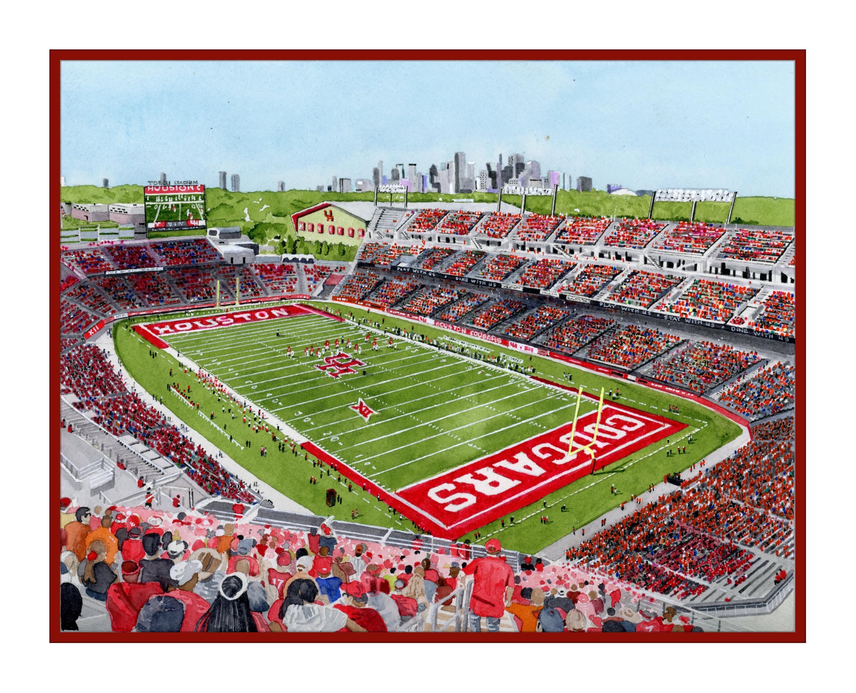 Print of TDECU Stadium - Home of the Houston Cougars - Etsy
