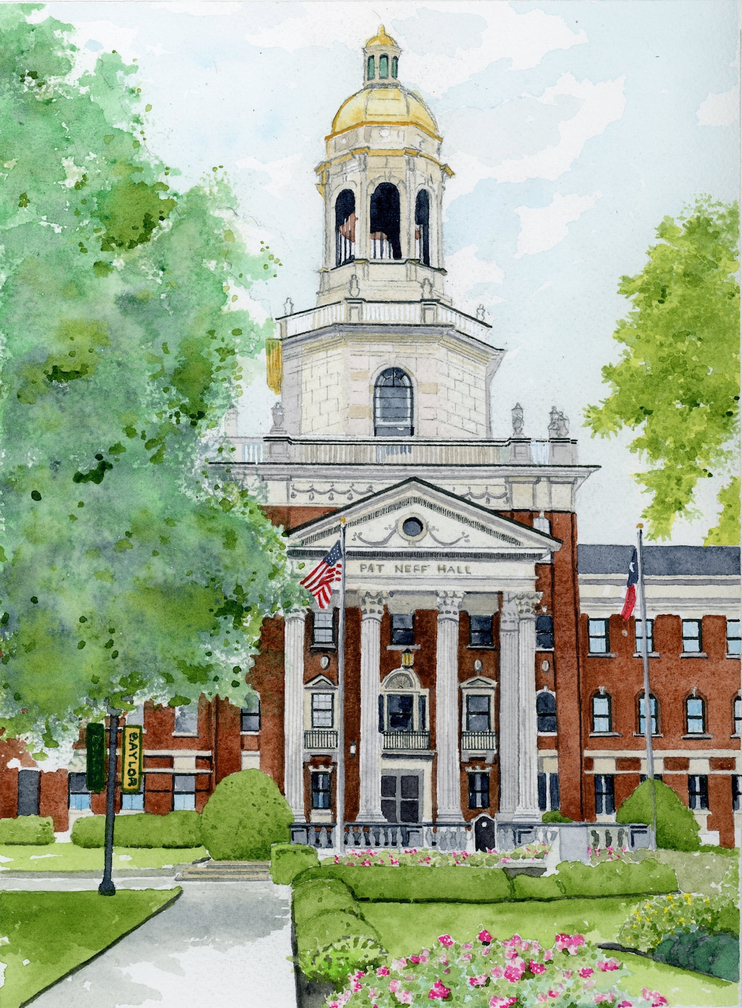 NEW Print of Pat Neff Hall, Baylor University - Etsy