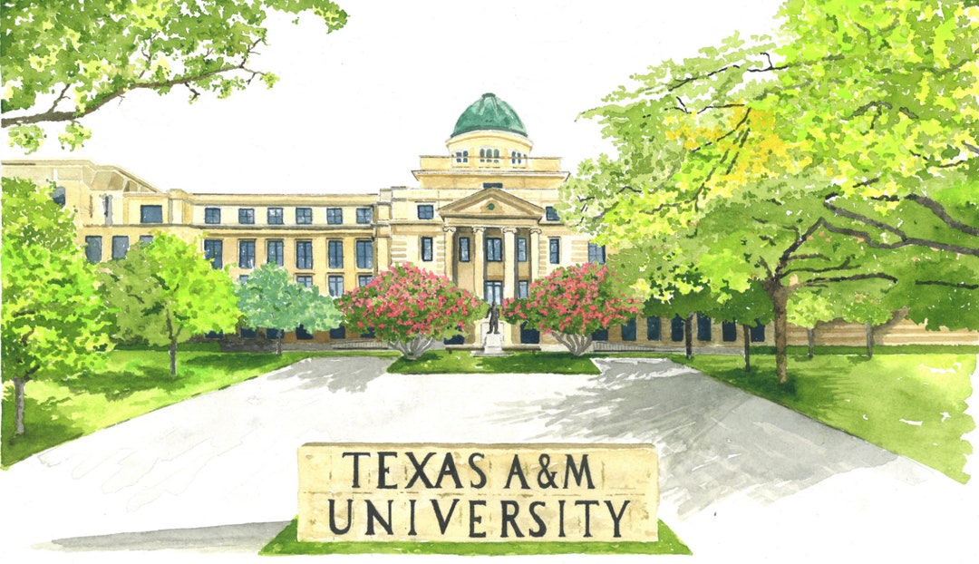 Print of the Academic Building - Texas A&M University - Etsy