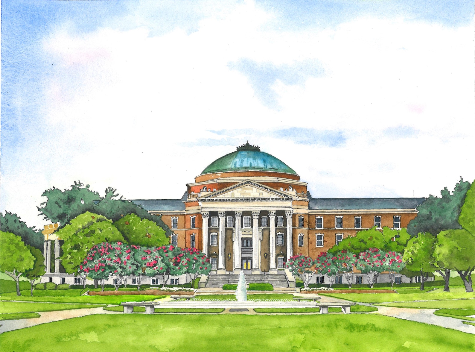 SMU - Dallas Hall - Print - Etsy