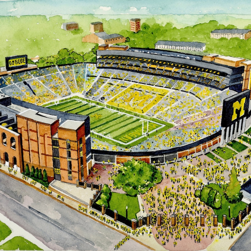 Michigan Print Big House - Etsy