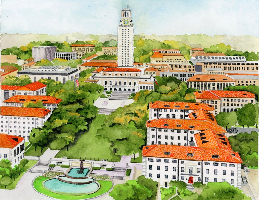 University of Texas - Print of the Forty Acres! - Etsy