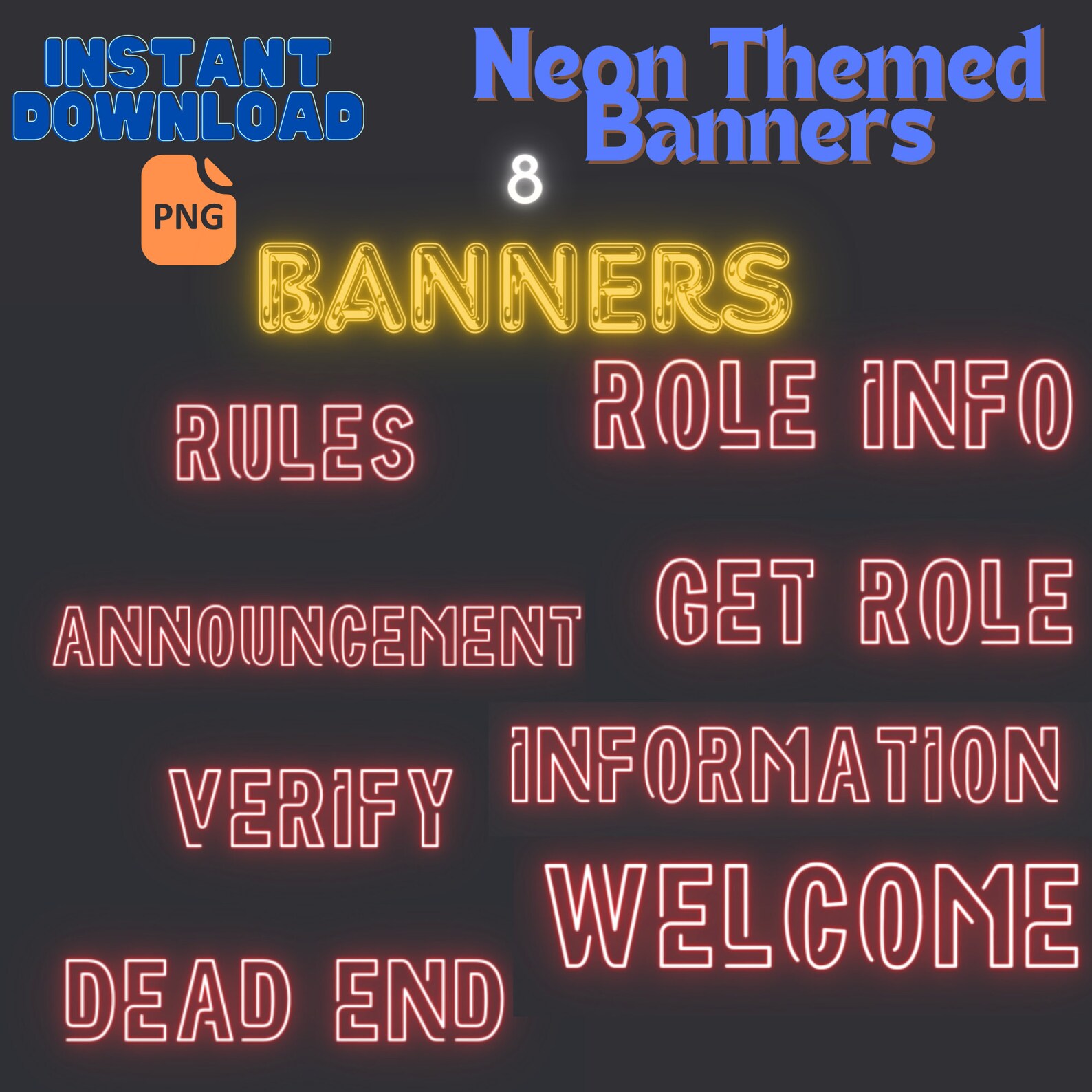 8 Neon Channel Banners | Colorful Neon | Headers | Aesthetic | Instant ...