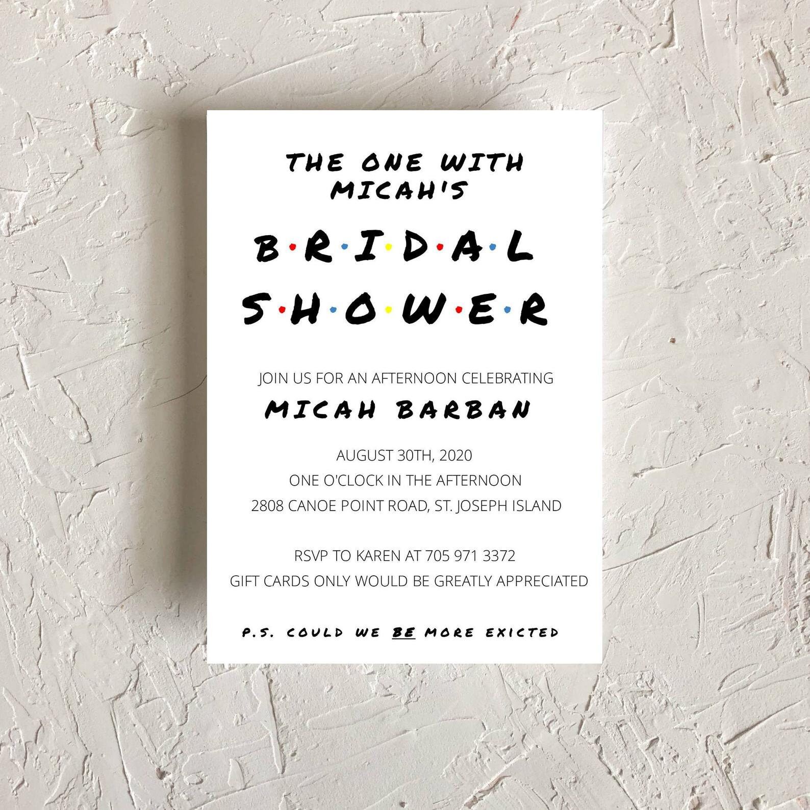 Friends Themed Bridal Shower Invitations Bridal Shower Invitations ...