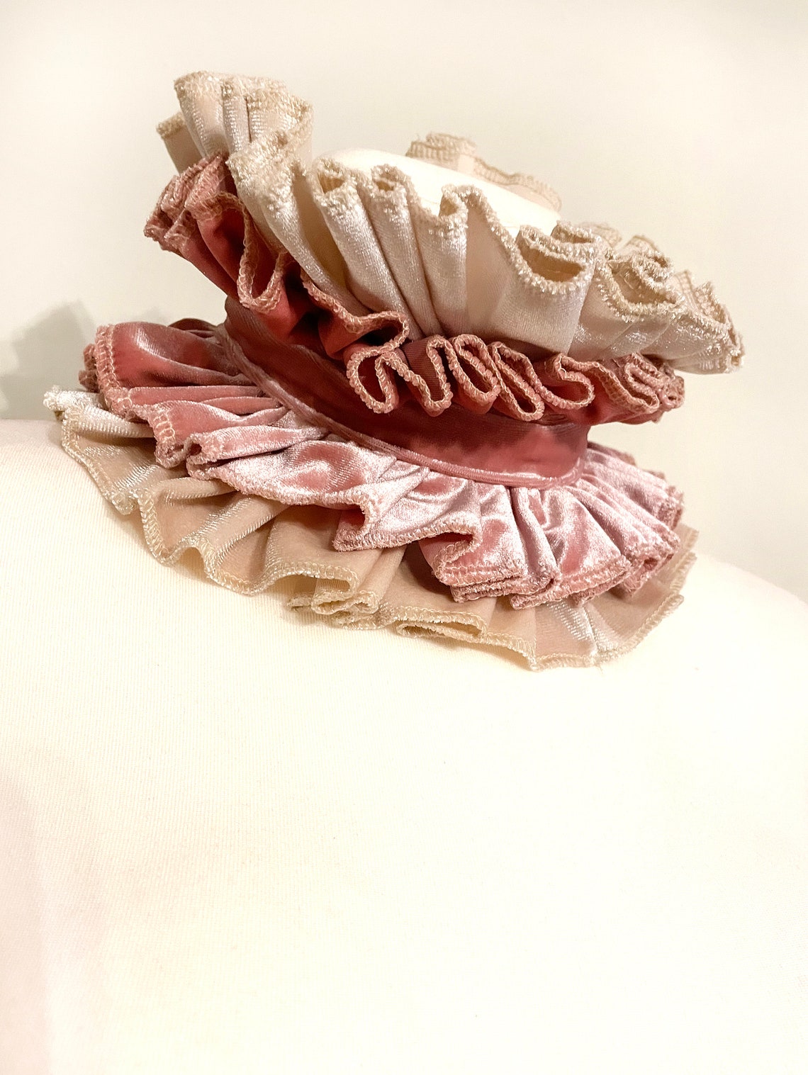 Vintage Pink Velvet Circus Collar and Cuff Set | Etsy UK