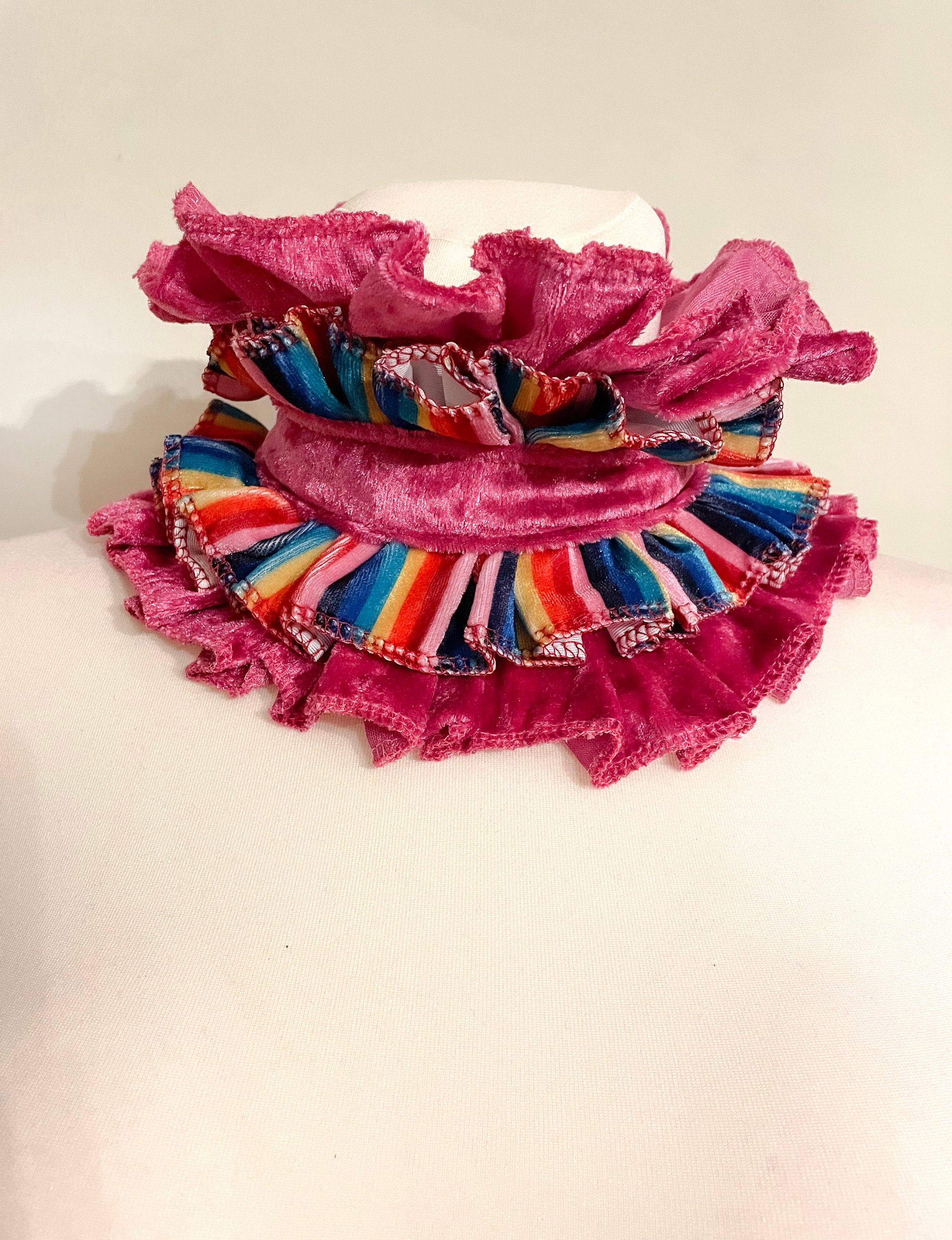 Rainbow Velvet Circus Collar and Cuff Set | Etsy