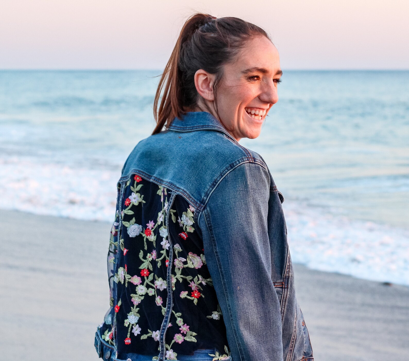 Unique Denim Jacket W/flowered Lace Made to Order Lace - Etsy