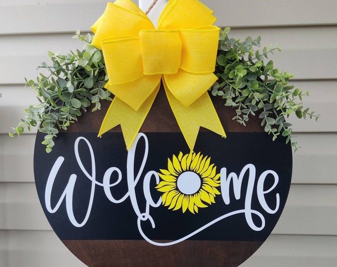 Sunflower Door Decor | Sunflower Welcome | Sunflower Wreath | Summer ...