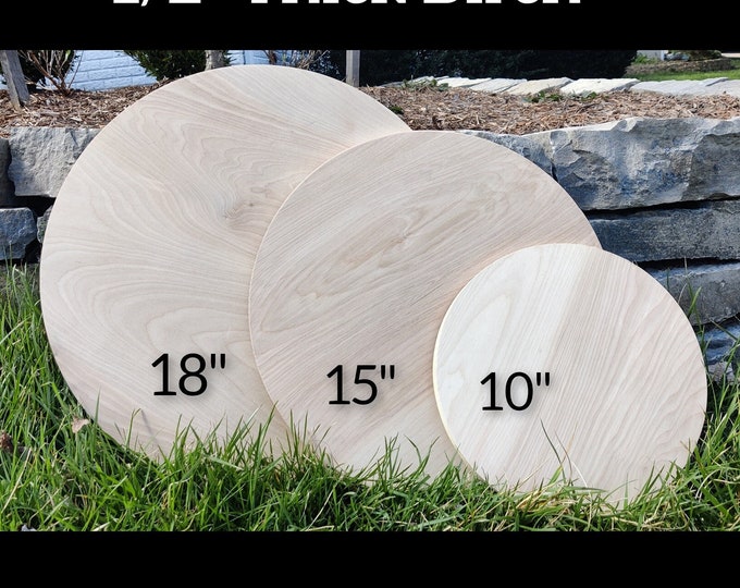 Unfinished Blank 1/2" Birch Wood Circle | 18" | 15" | 10" | Round Wood ...