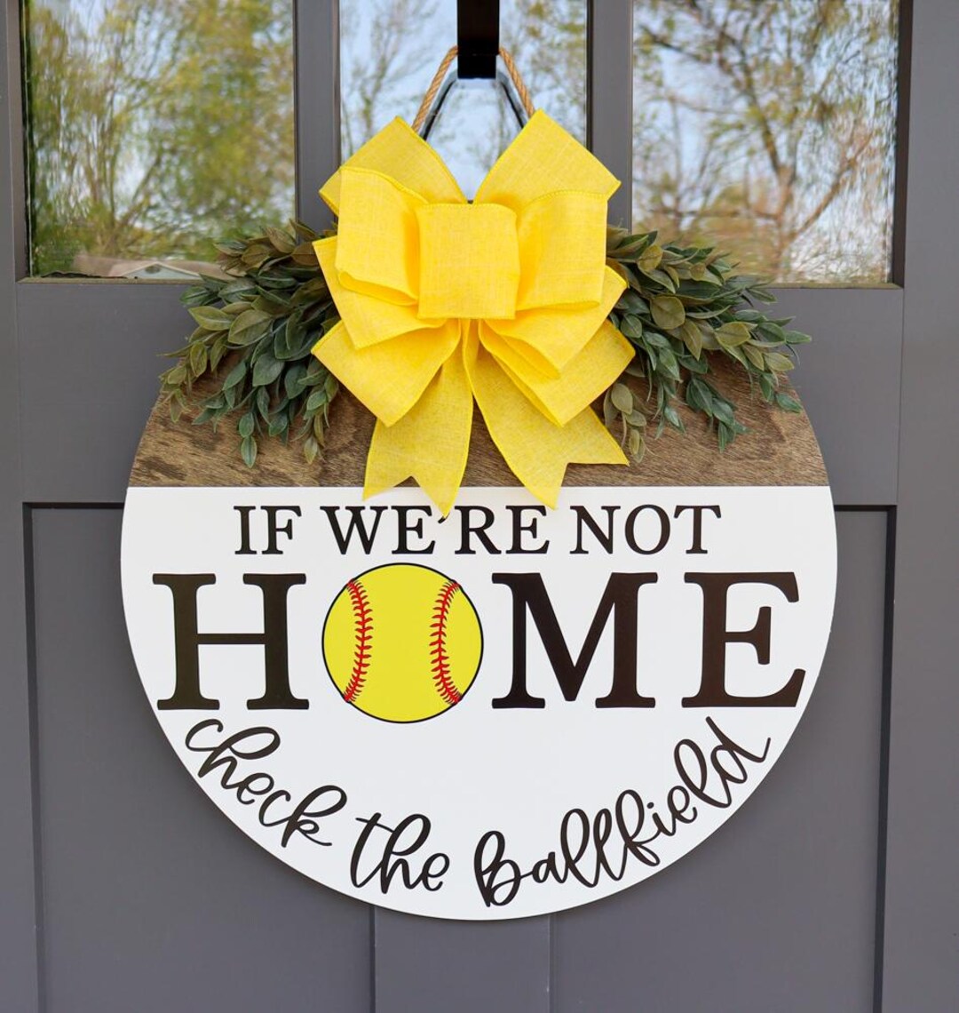 Softball Front Door Wreath, Softball Welcome Sign, Softball Porch Sign ...