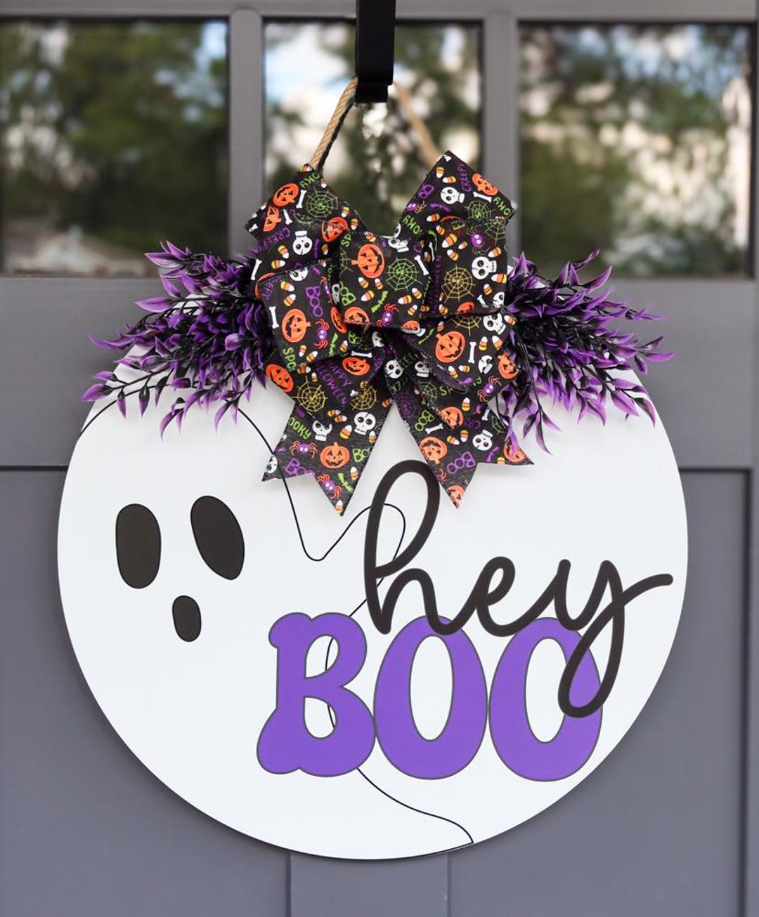 Hey Boo Ghost Sign: Halloween Front Door Decor - Etsy