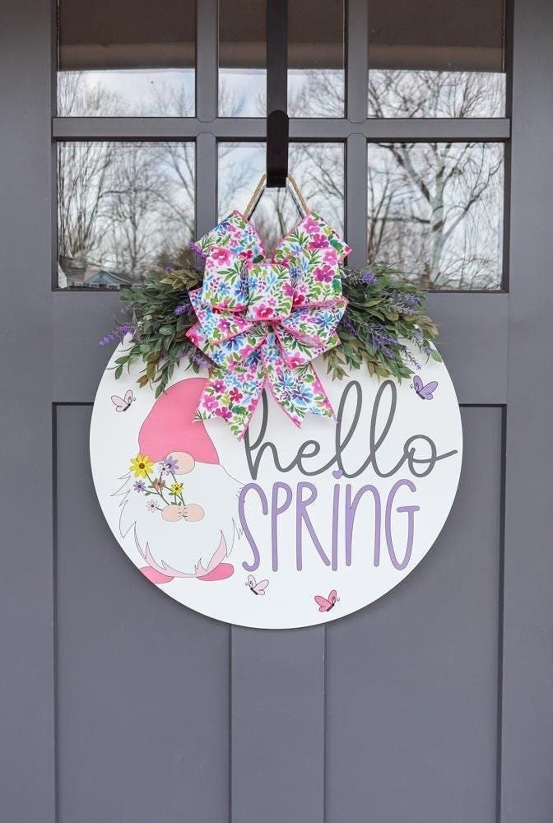 Hello Spring Welcome Sign | Spring Door Wreath | Spring Door Hanger ...
